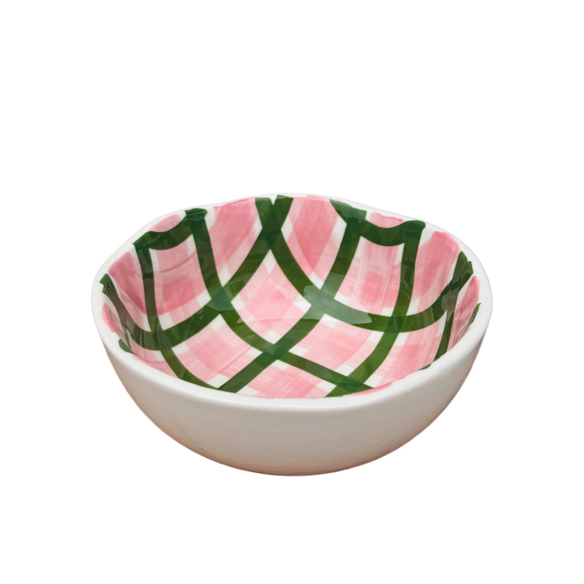 Noss & Co Medium Bowl | Dark Green & Pink Gingham – Nutmeg Home